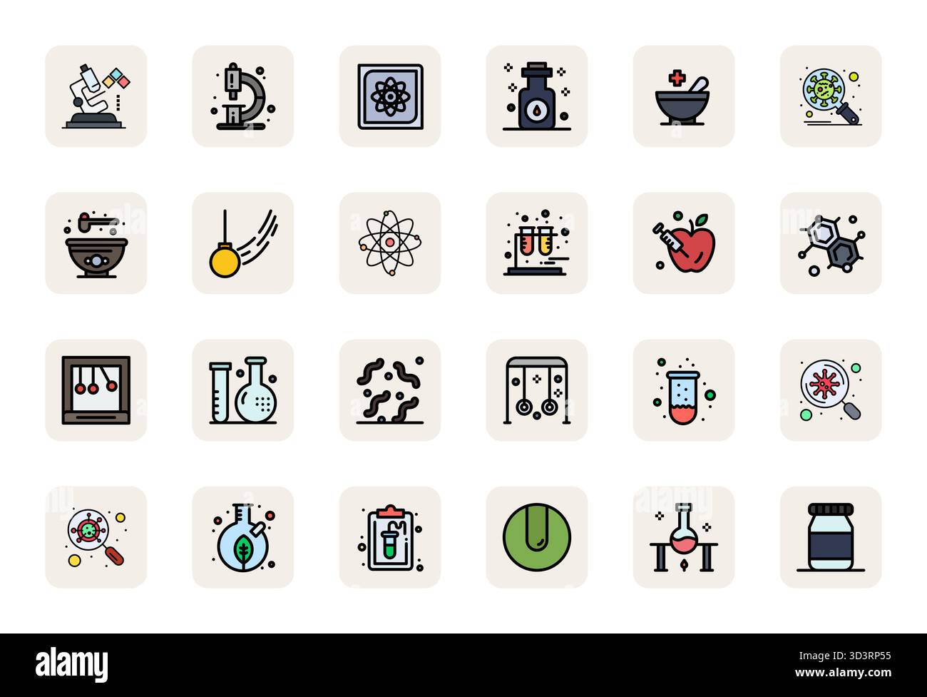 This set of 24 LineFilled vector icons captures Laboratory themes in ...