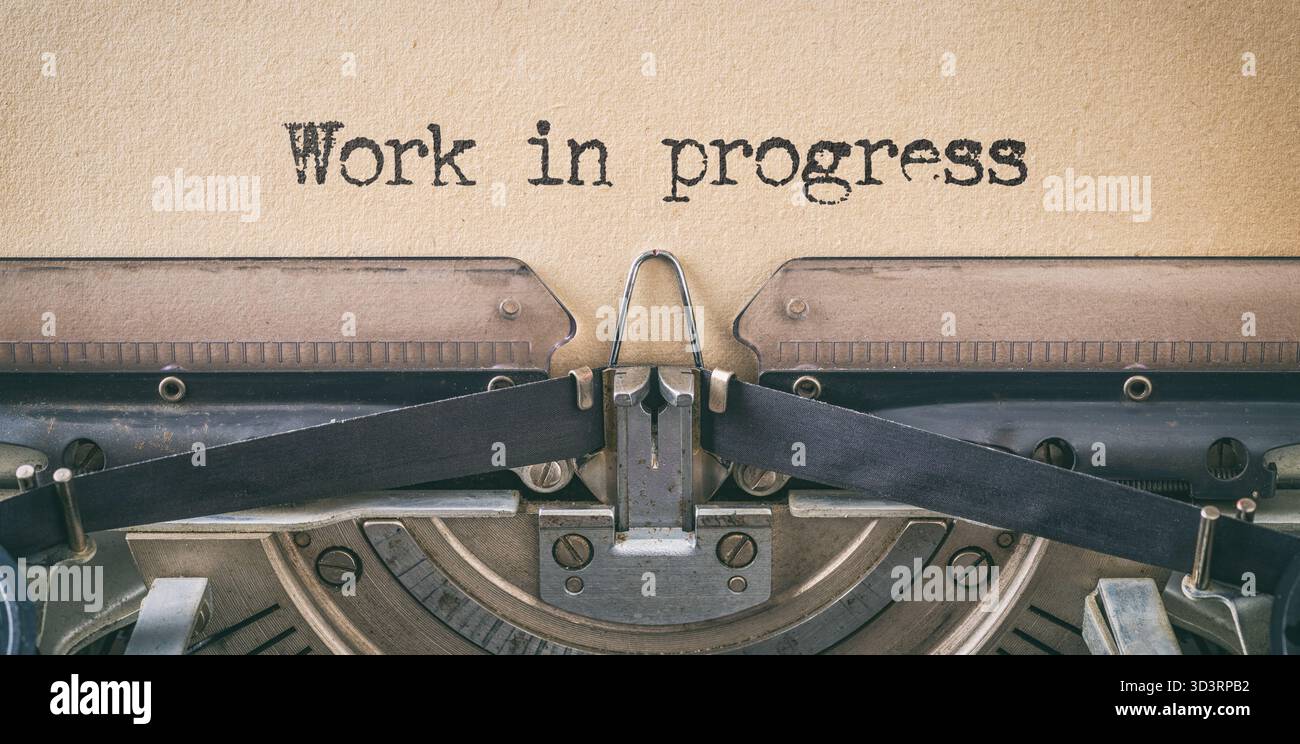 Text written with a vintage typewriter - Work in progress Stock Photo ...