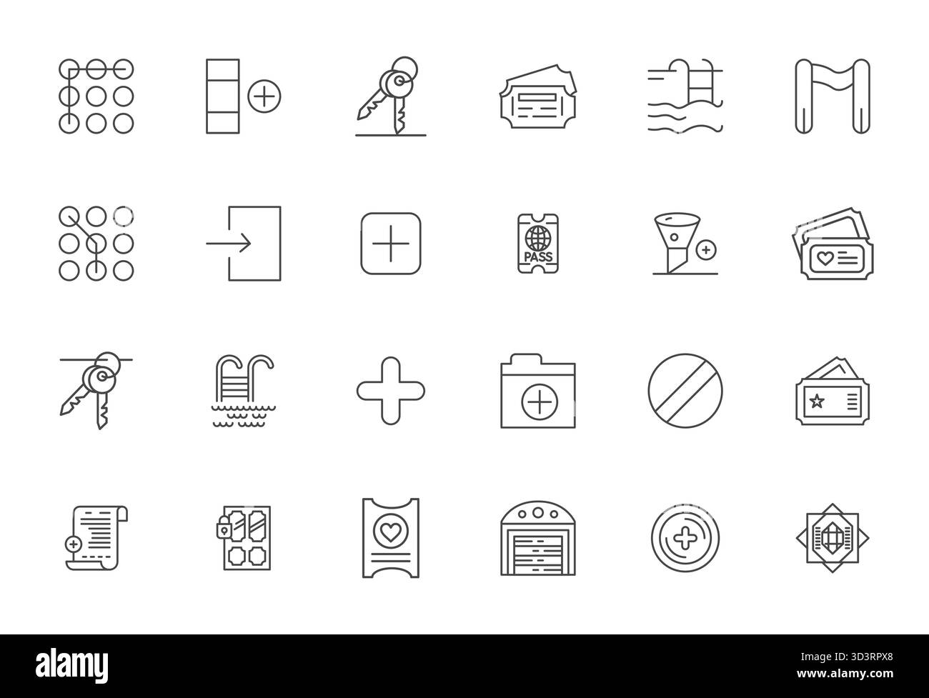 A clean collection of 24 Bold Line vector icons representing Entry ...