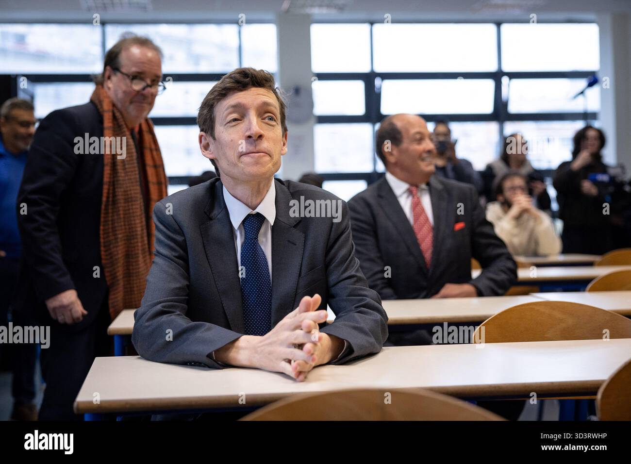 French Minister of Education Edouard Geffray meets students during his ...