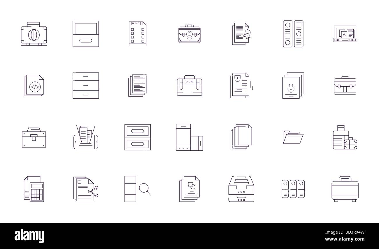 Exceptional collection of 28 Thin Line vector icons for Documents ...