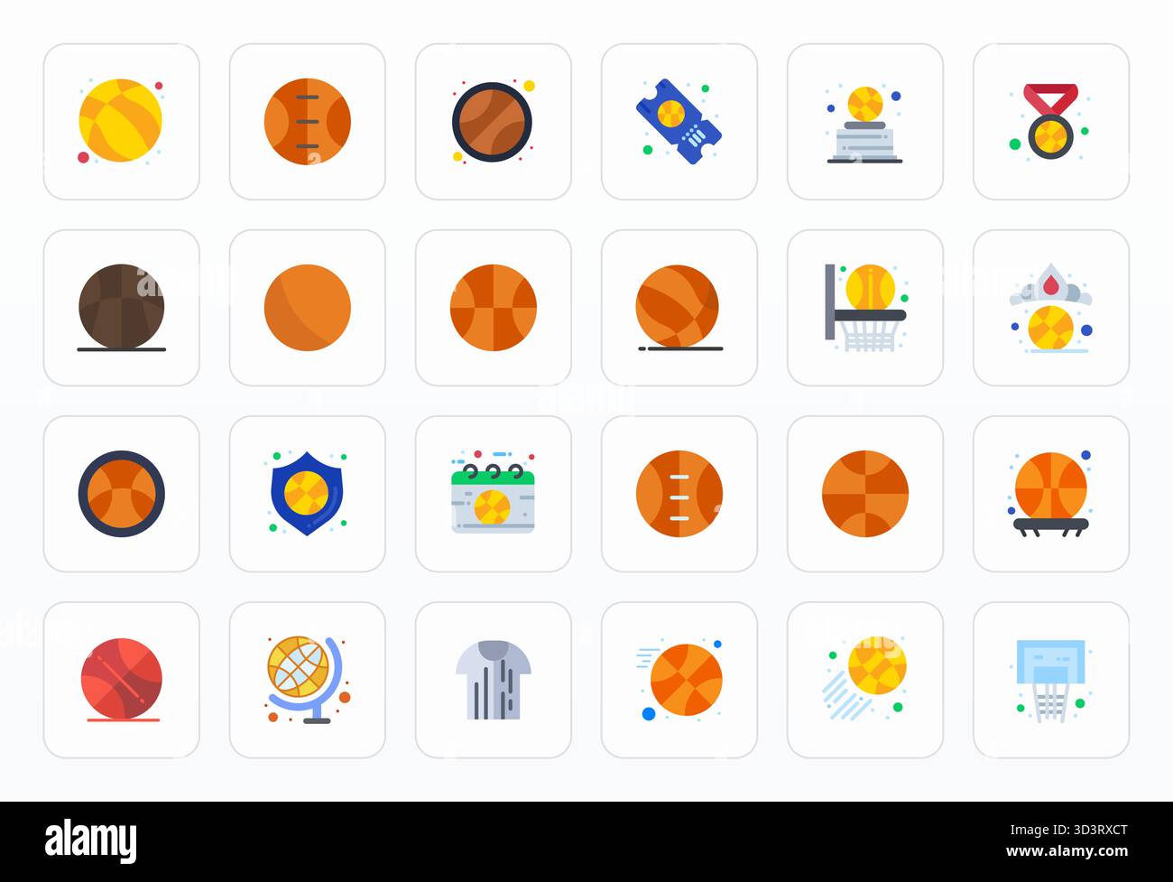 Contemporary collection of 24 vector icons representing Basketball in ...