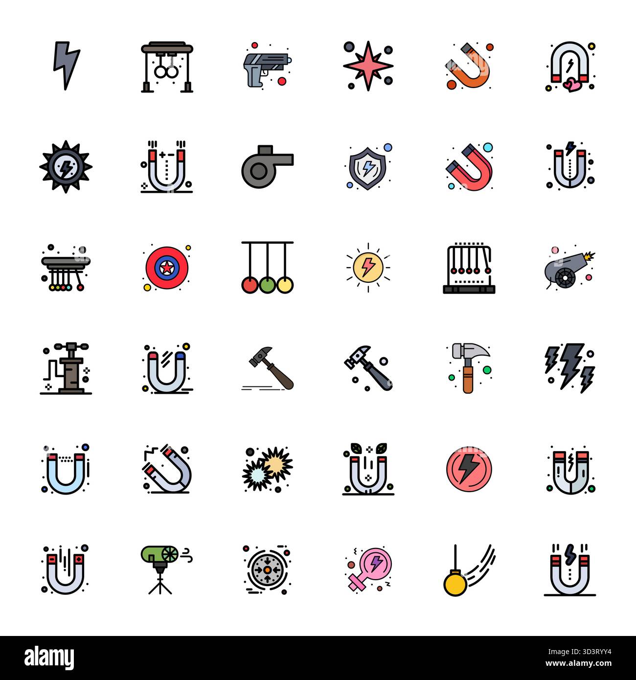 Transform your designs with 36 Flat Line Filled vector icons themed ...