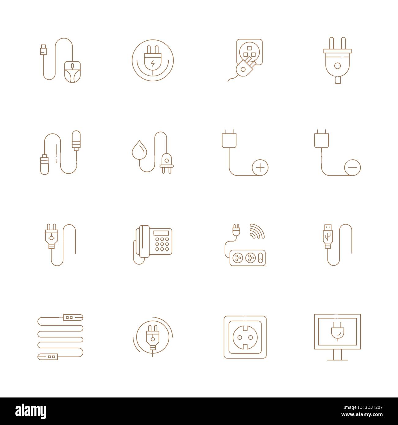 Streamlined set of 16 vector icons for Cord in Thin Line aesthetic ...