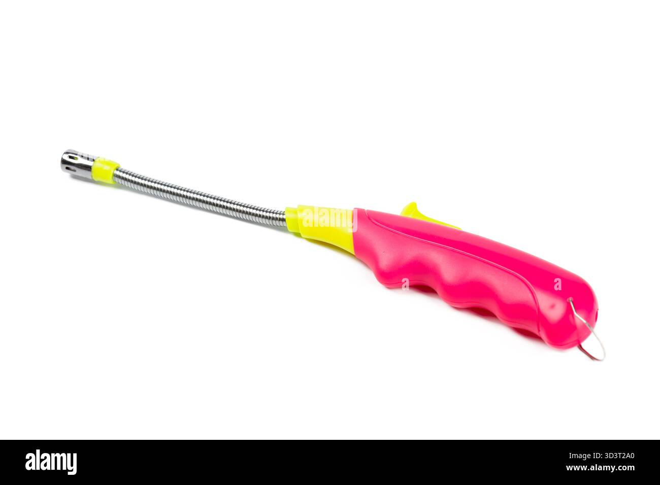 Bright pink and yellow long reach lighter with flexible nozzle for safe ...