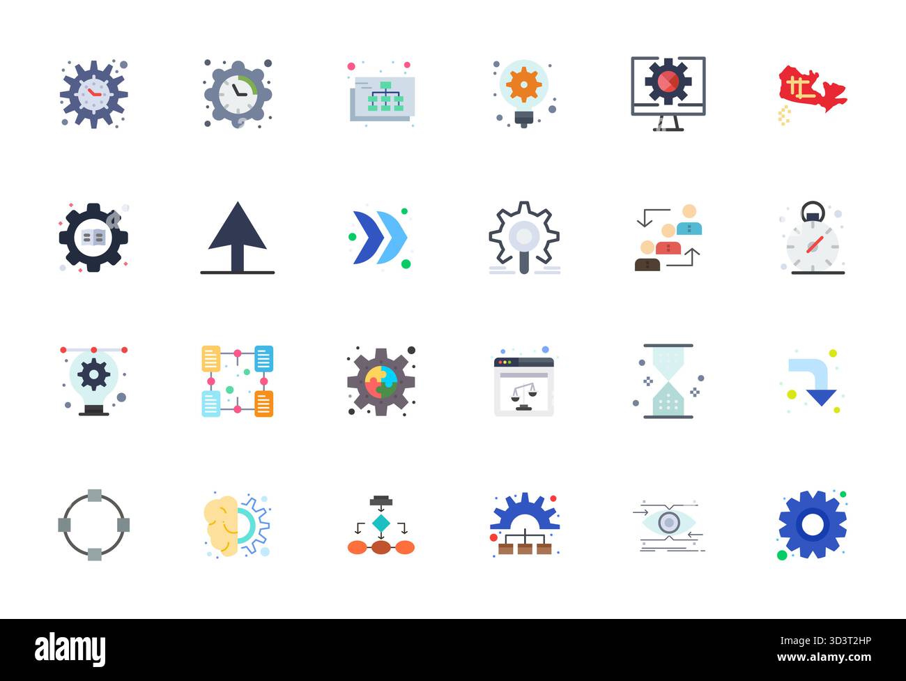 Streamlined set of 24 vector icons for Process in Flat aesthetic ...