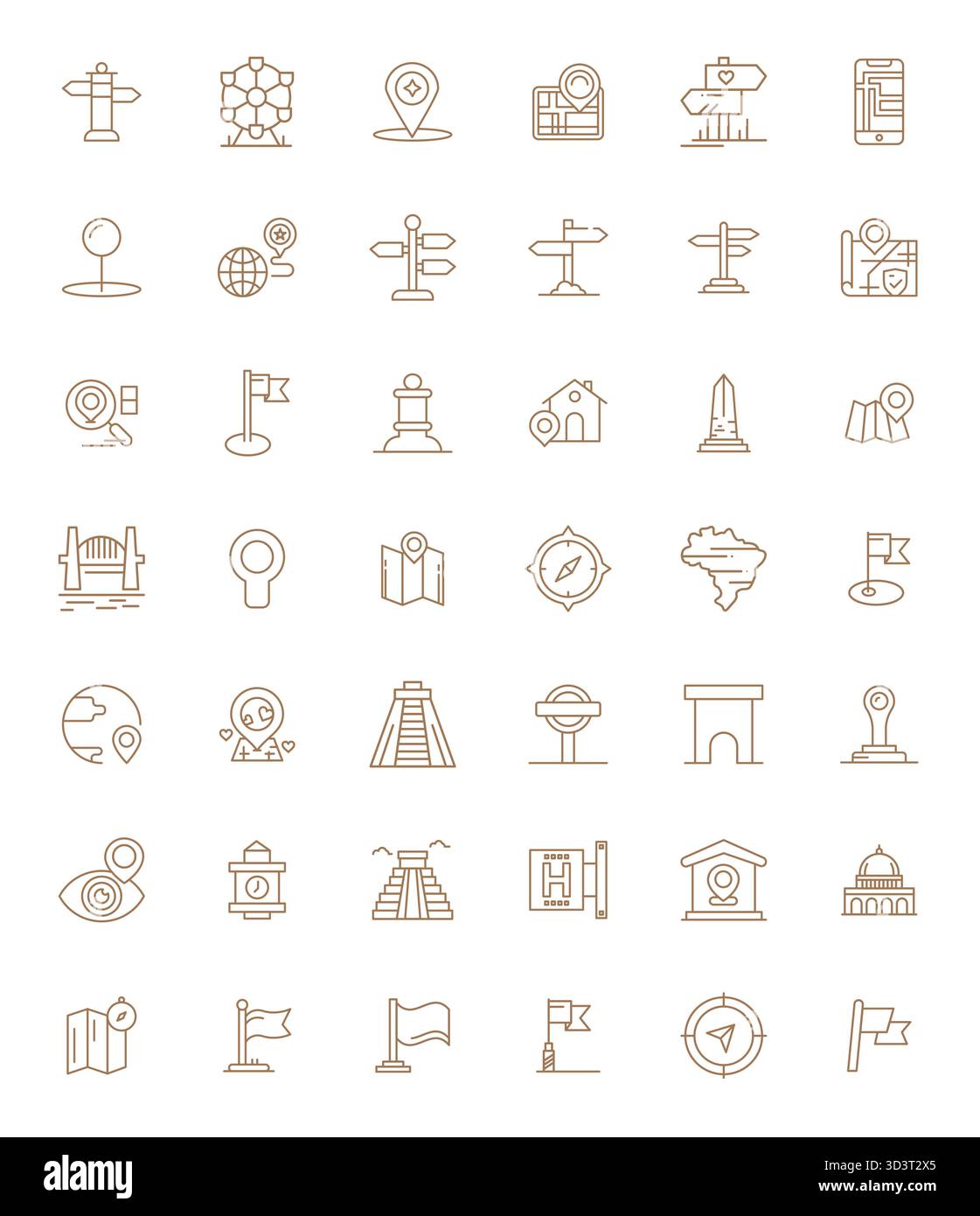 Strategic bundle featuring 42 vector icons representing Landmark in ...