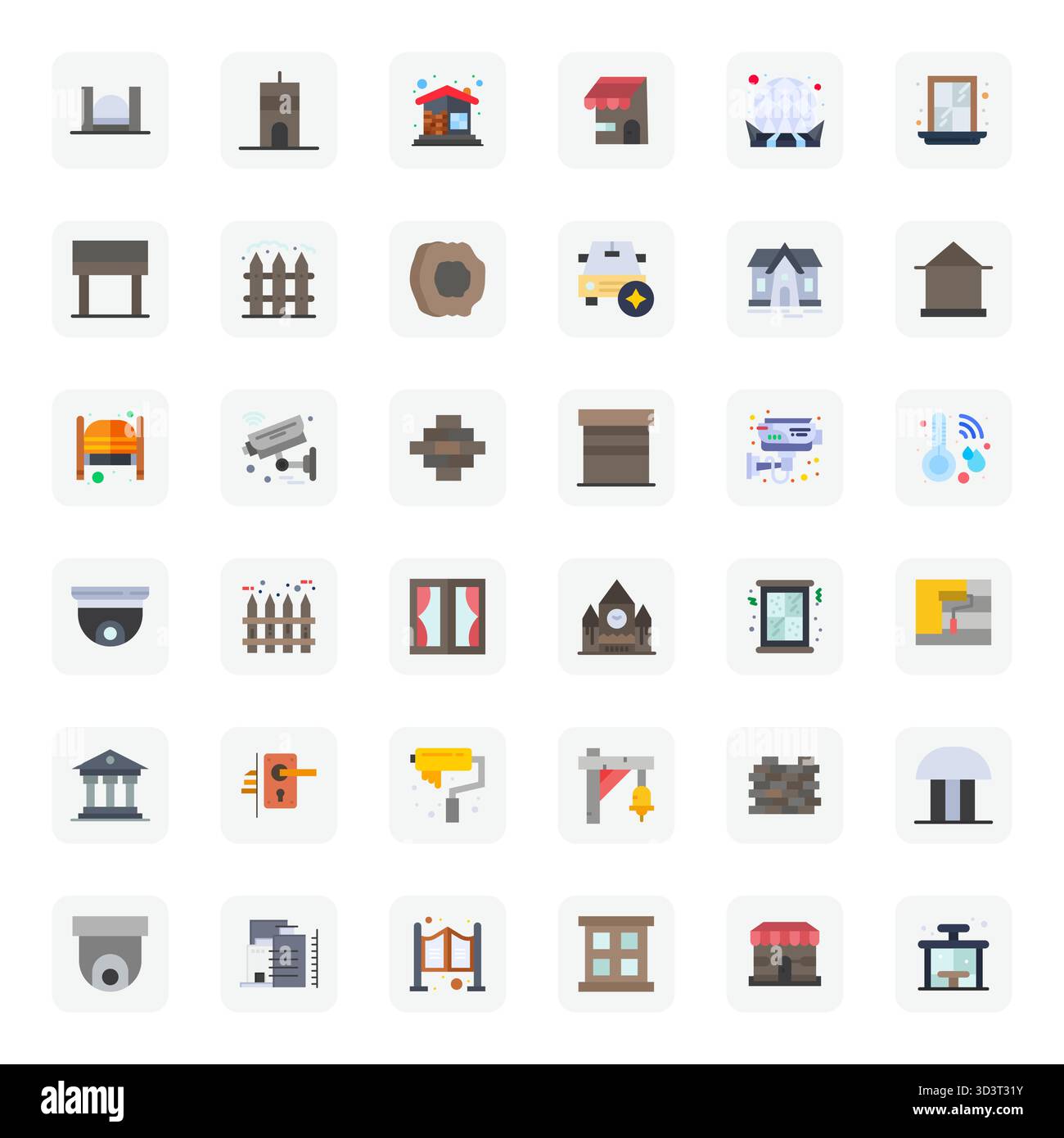 Collection of 36 Flat Detail Enhanced vector icons for Exterior ...