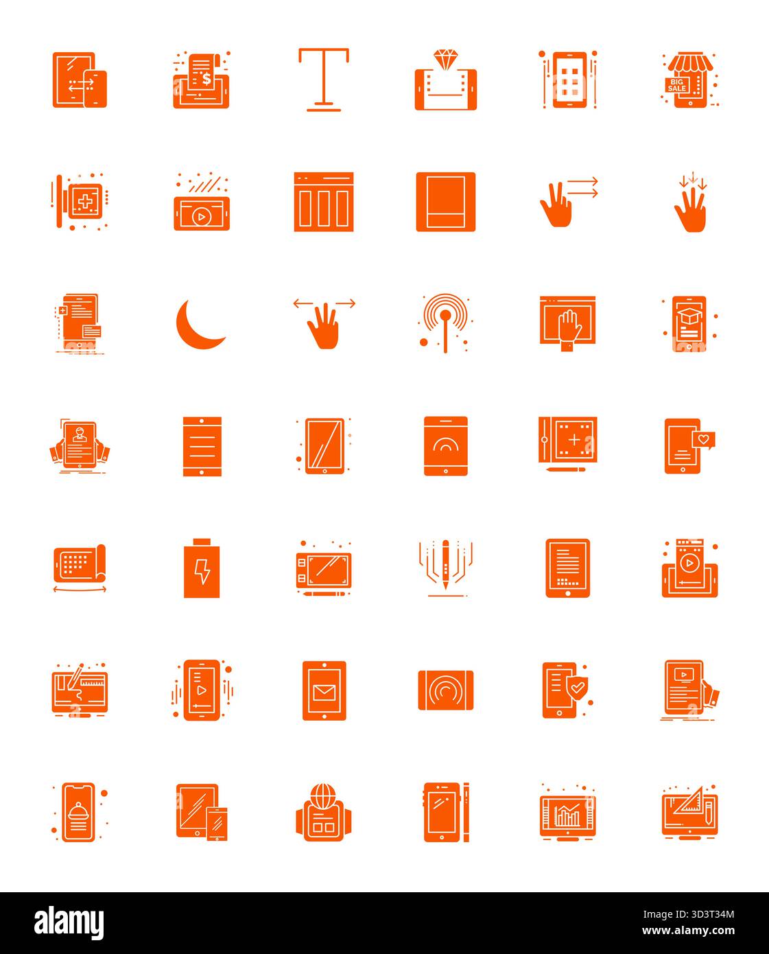 Essential pack of 42 Detail Enhanced vector icons for Tablet in Filled ...