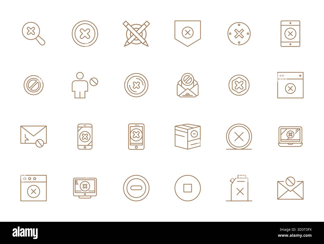 A clean collection of 24 Bold Line vector icons representing Deny ...