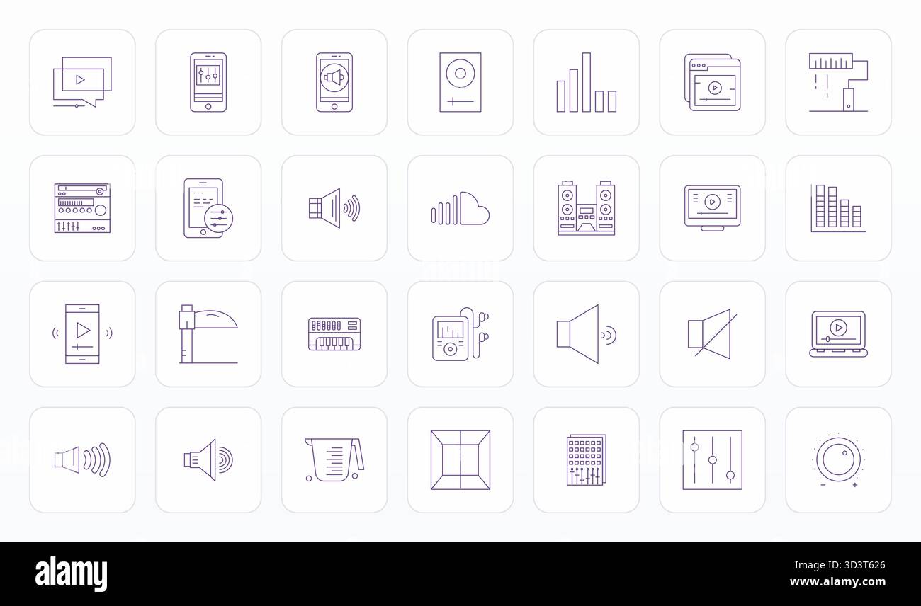 Handcrafted collection featuring 28 Thin Line vector icons for Volume ...
