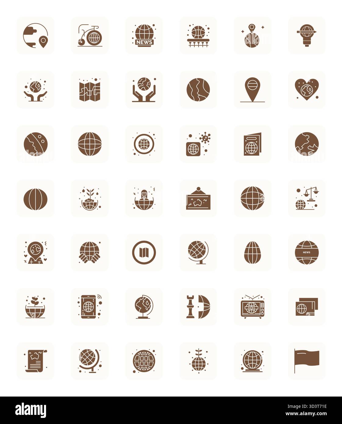 Essential pack of 42 PIXEL Perfect vector icons for World in Filled ...