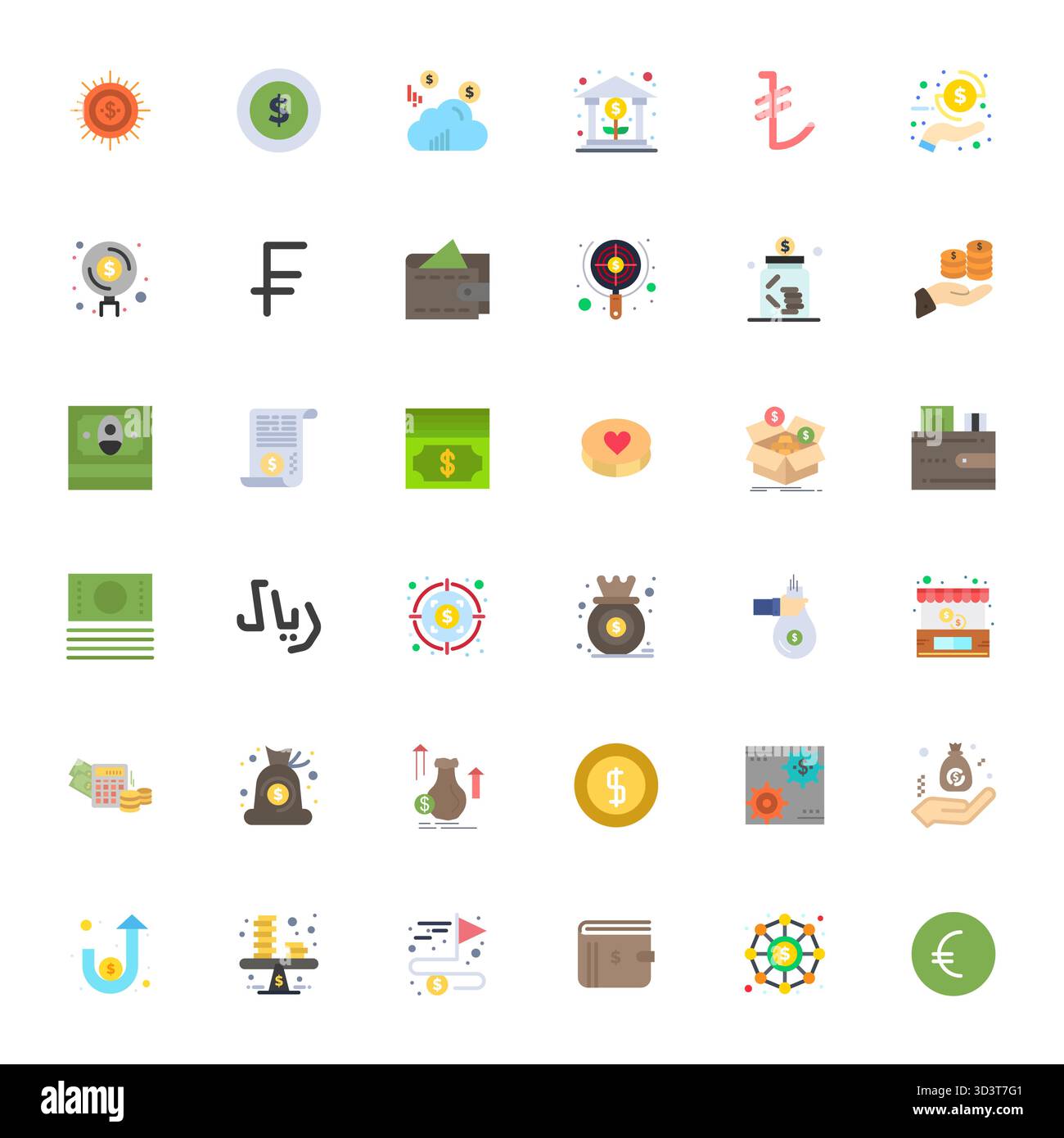 Exclusive collection of 36 Flat vector icons for Currency, developed ...