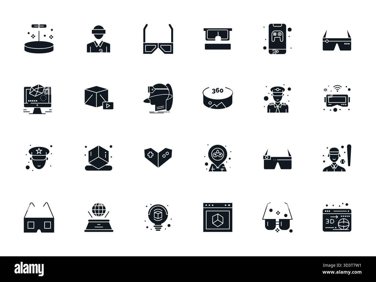 Innovative pack of 24 vector icons themed around Virtual Reality ...
