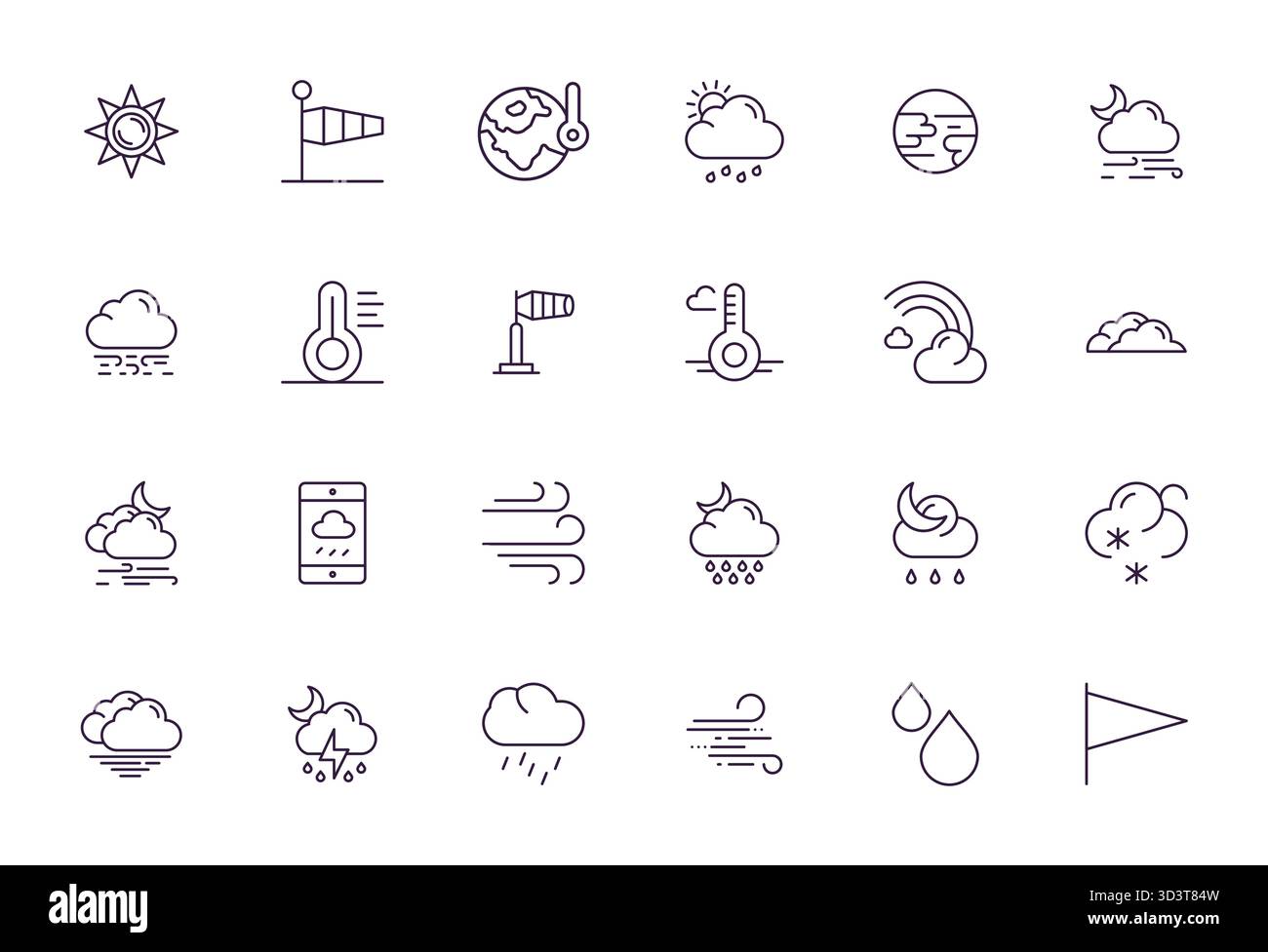 Ultimate collection of 24 vector icons representing Meteorology in Bold ...