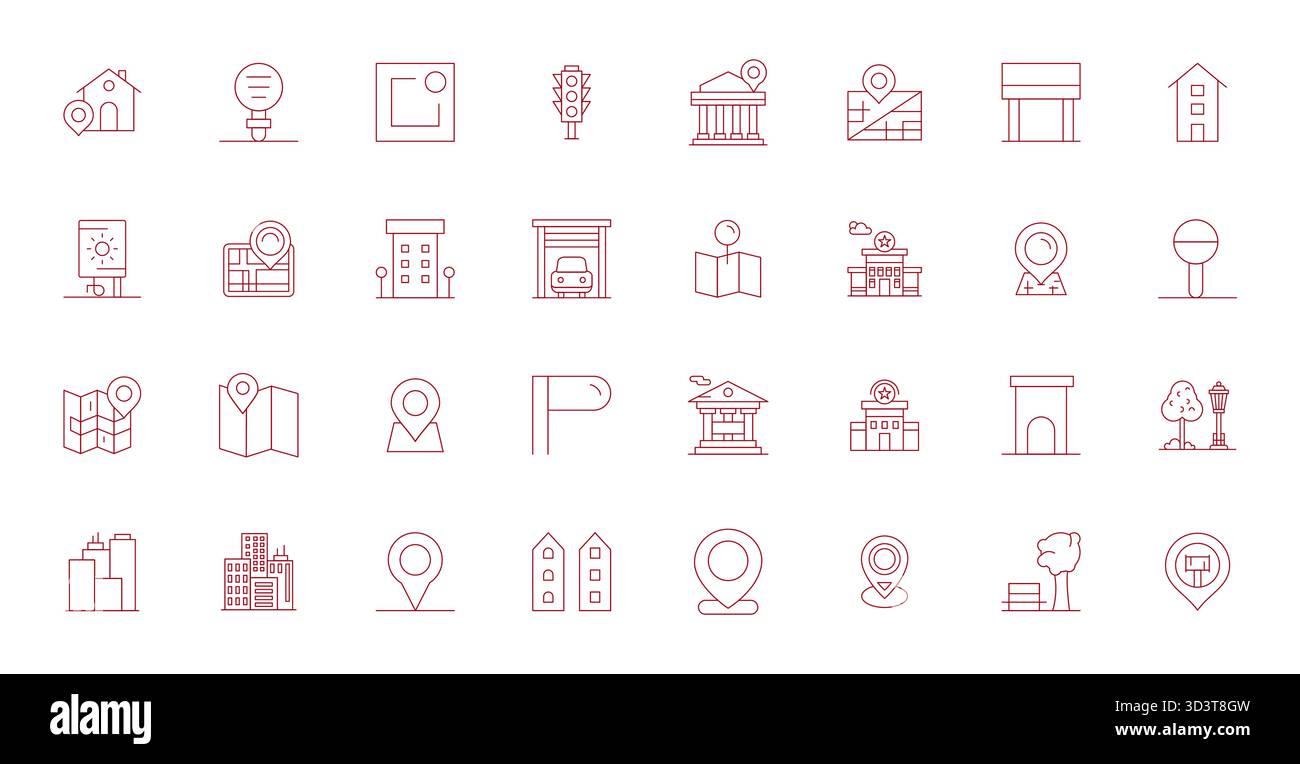 Unlock 32 Thin Line Pixel Optimized vector icons inspired by Town ...