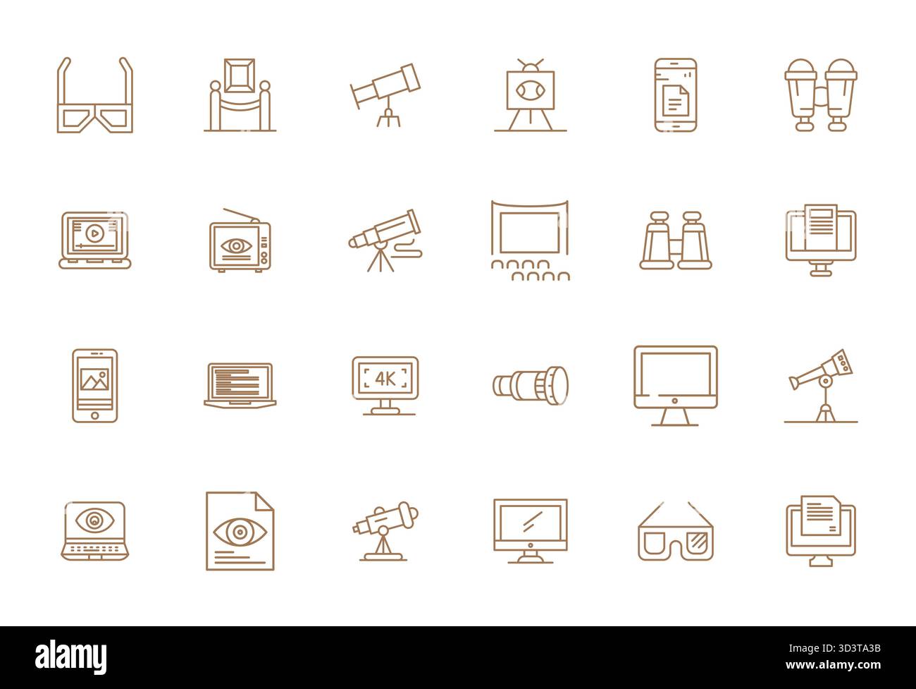 Future-ready pack of 24 vector icons themed around Viewing, showcasing ...