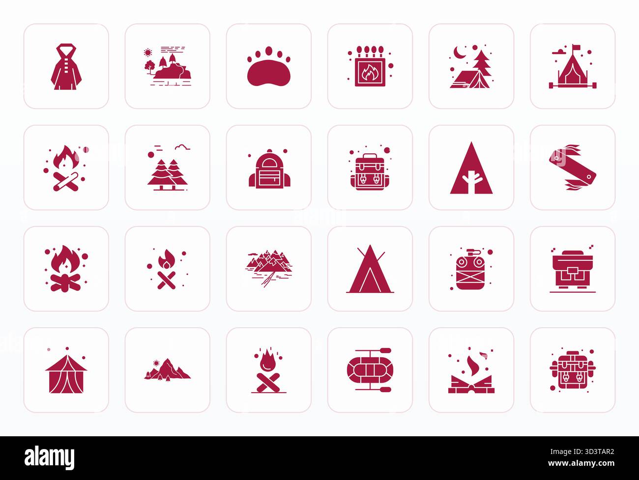 Streamlined set of 24 vector icons for Camping in Glyph aesthetic ...