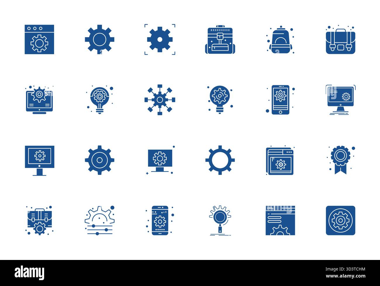 Advanced collection of 24 Pixel Aligned vector icons inspired by Gear, crafted in Filled with ...