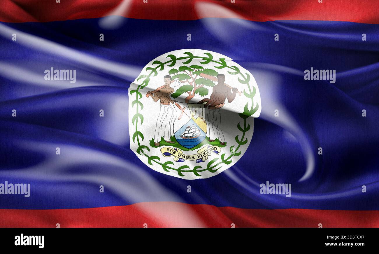 Belize flag - realistic waving fabric flag Stock Photo - Alamy