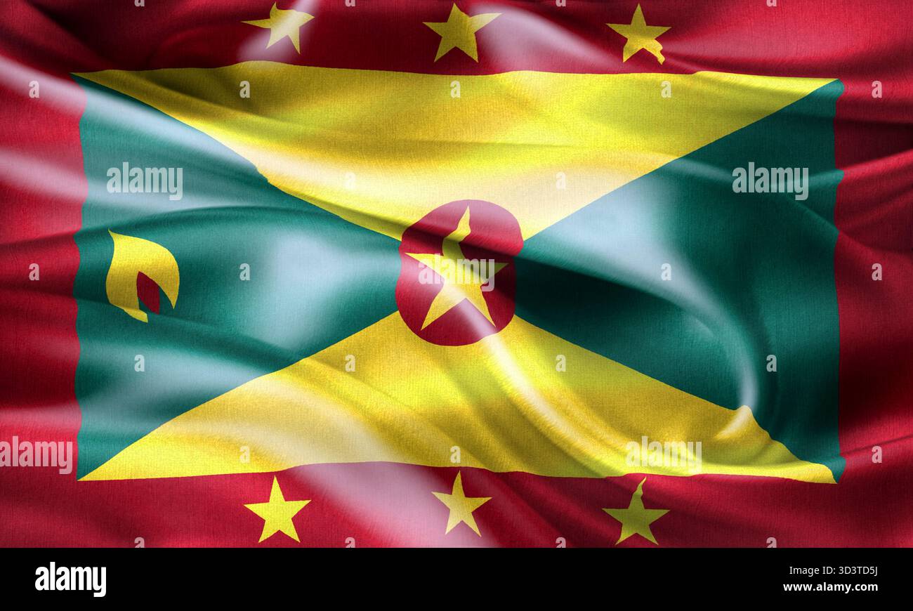 Grenada flag - realistic waving fabric flag Stock Photo - Alamy