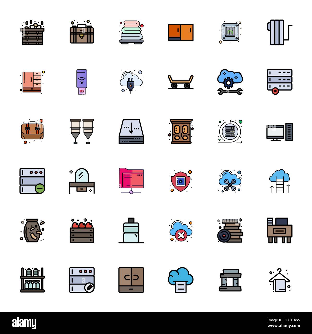 High-performance collection of 36 Line Filled vector icons for Storage ...