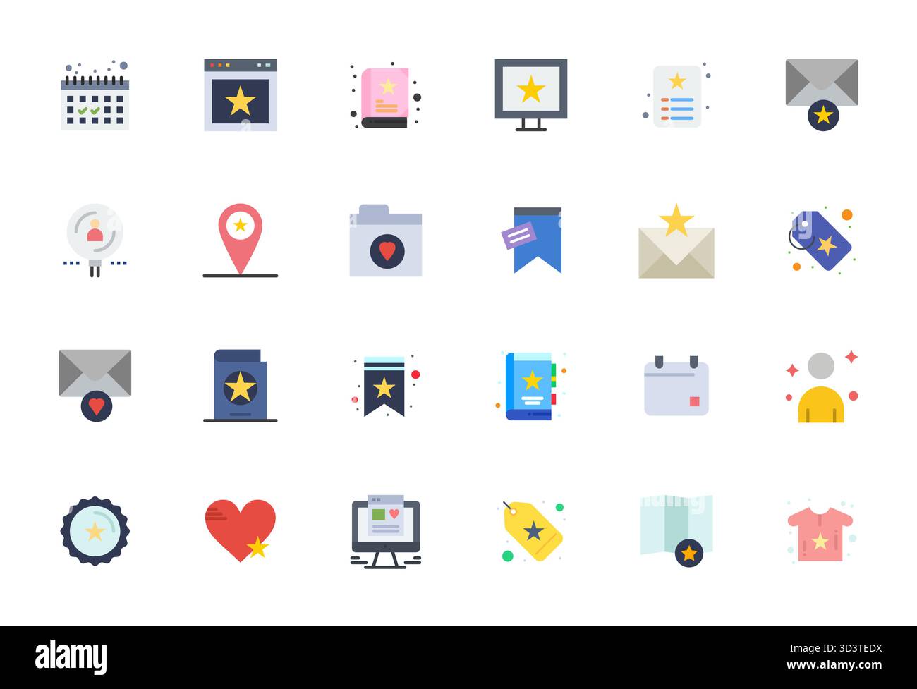 Streamlined set of 24 vector icons for Highlighted in Flat aesthetic ...