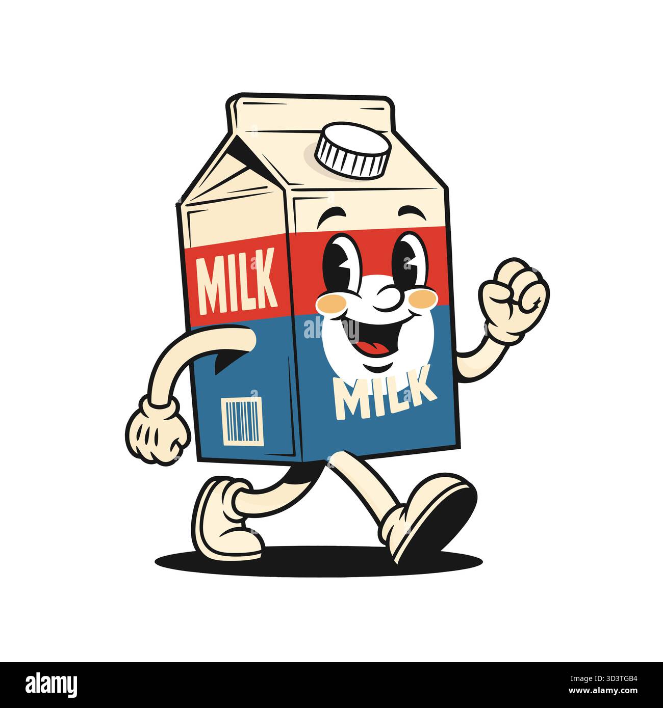Retro vintage milk carton logo vector illustration mascot character ...