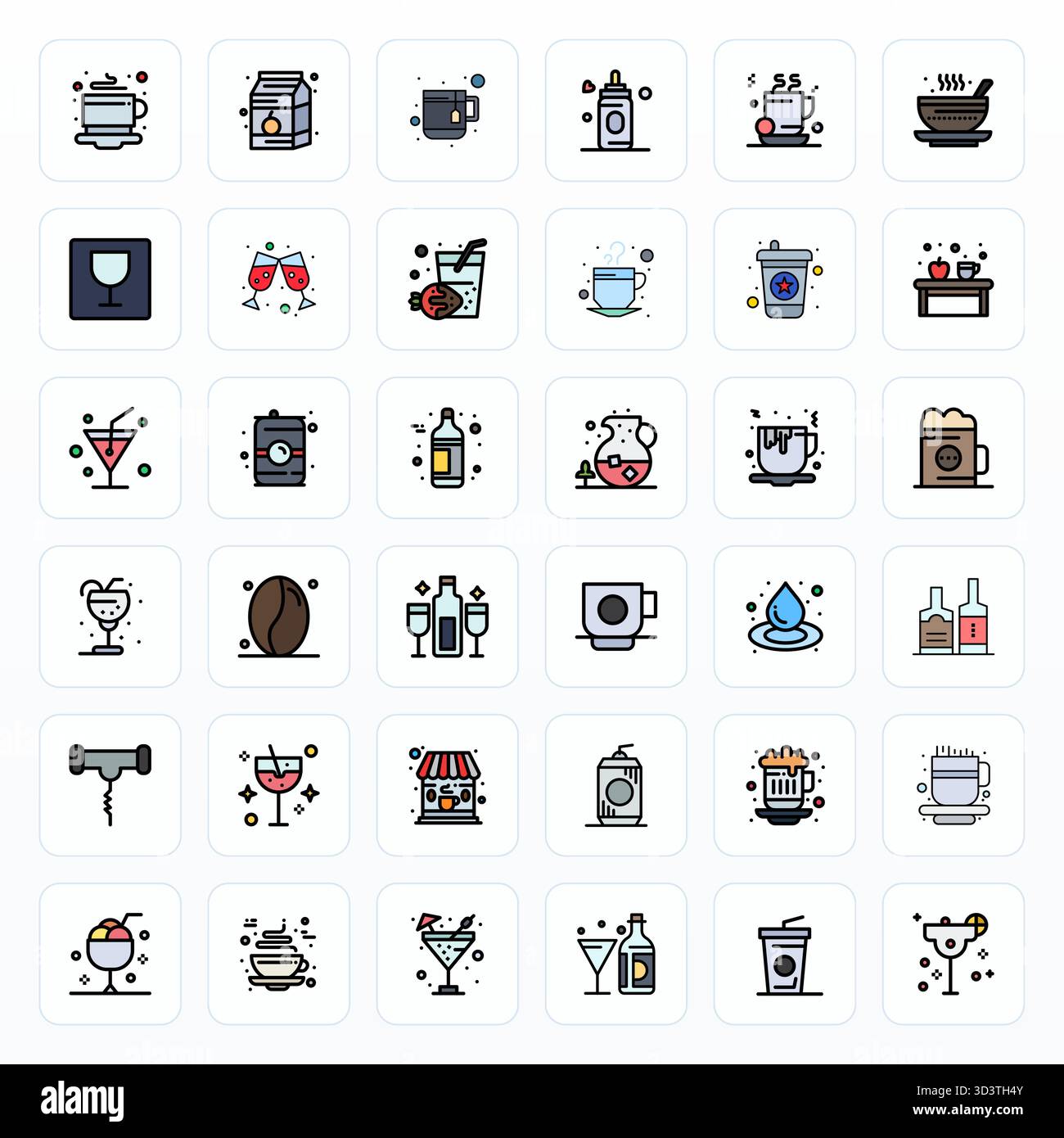 Sophisticated bundle of 36 Filled Line vector icons for Drink ...