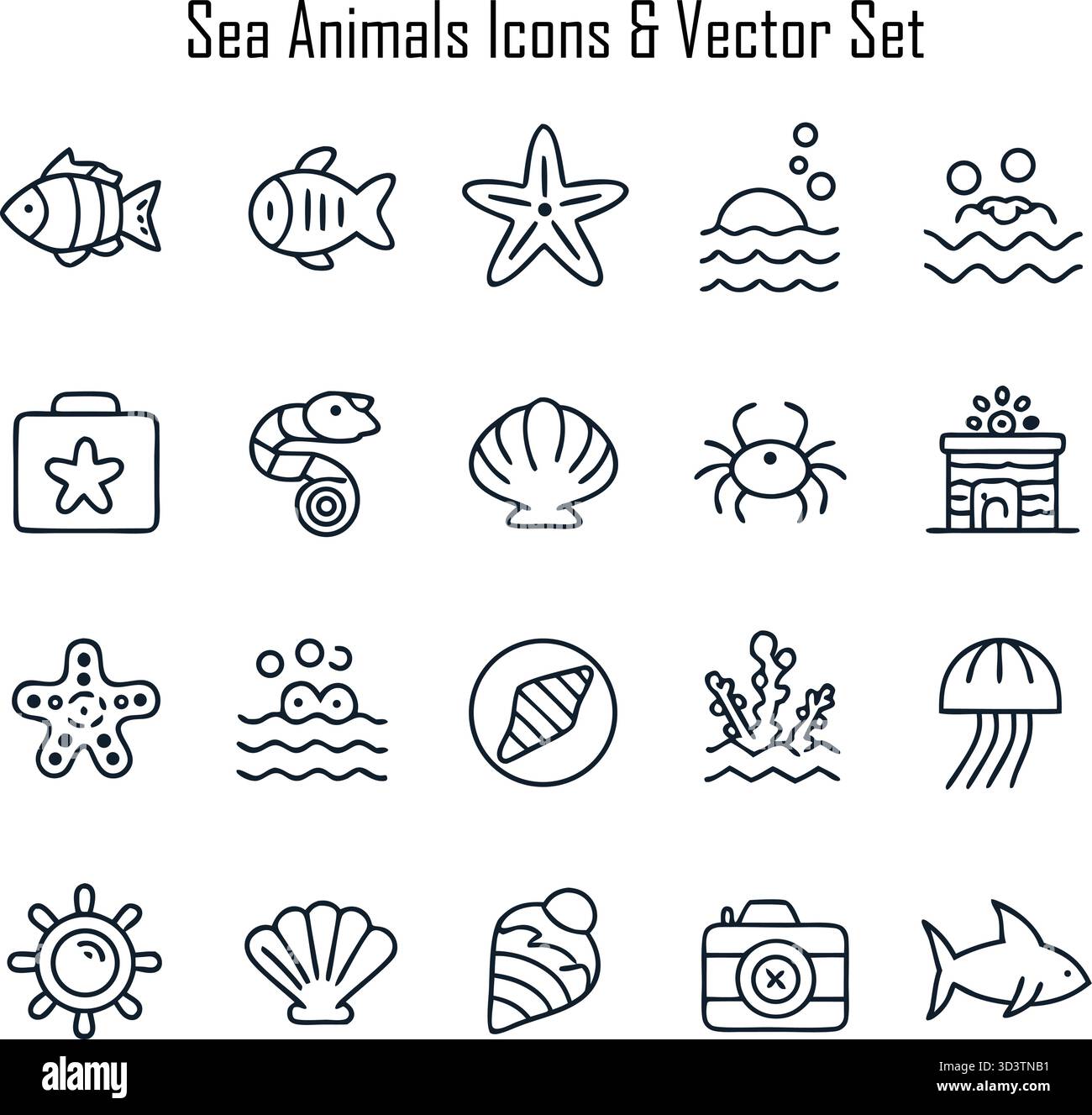 Marine sea creatures vector vectors Stock Vector Images - Alamy