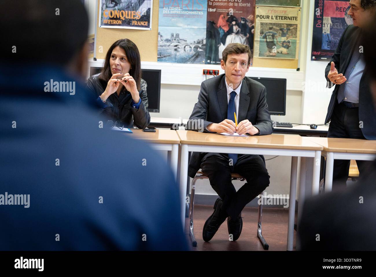 French Minister of Education Edouard Geffray flanked by Rector of the ...