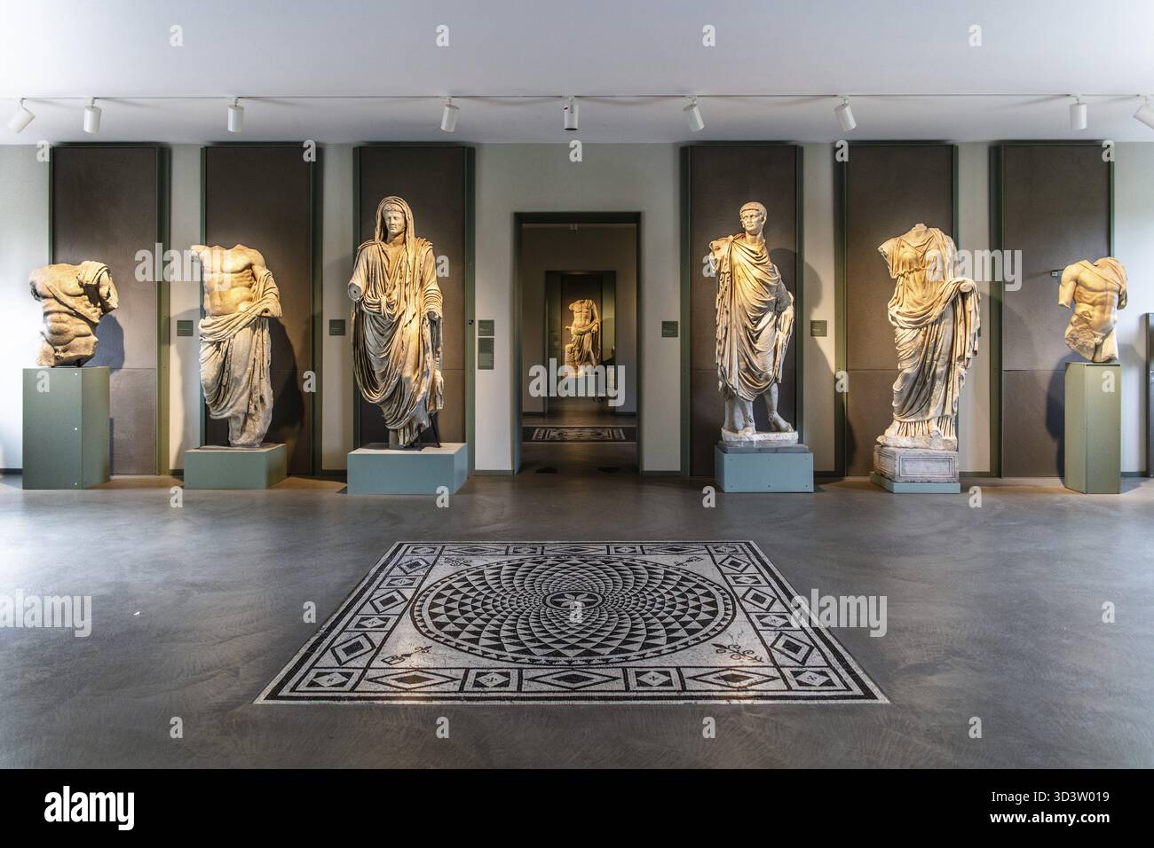 Entrance hall with sculptures and mosaic floors, National ...