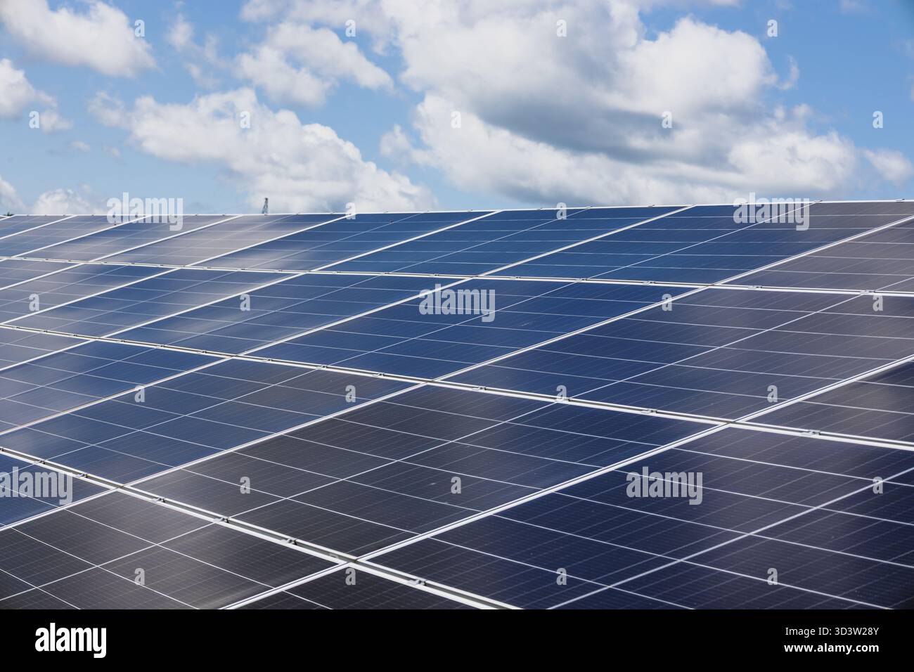 Shiny Solar Panels Under Bright Sky at Utility Scale Solar Farm for ...