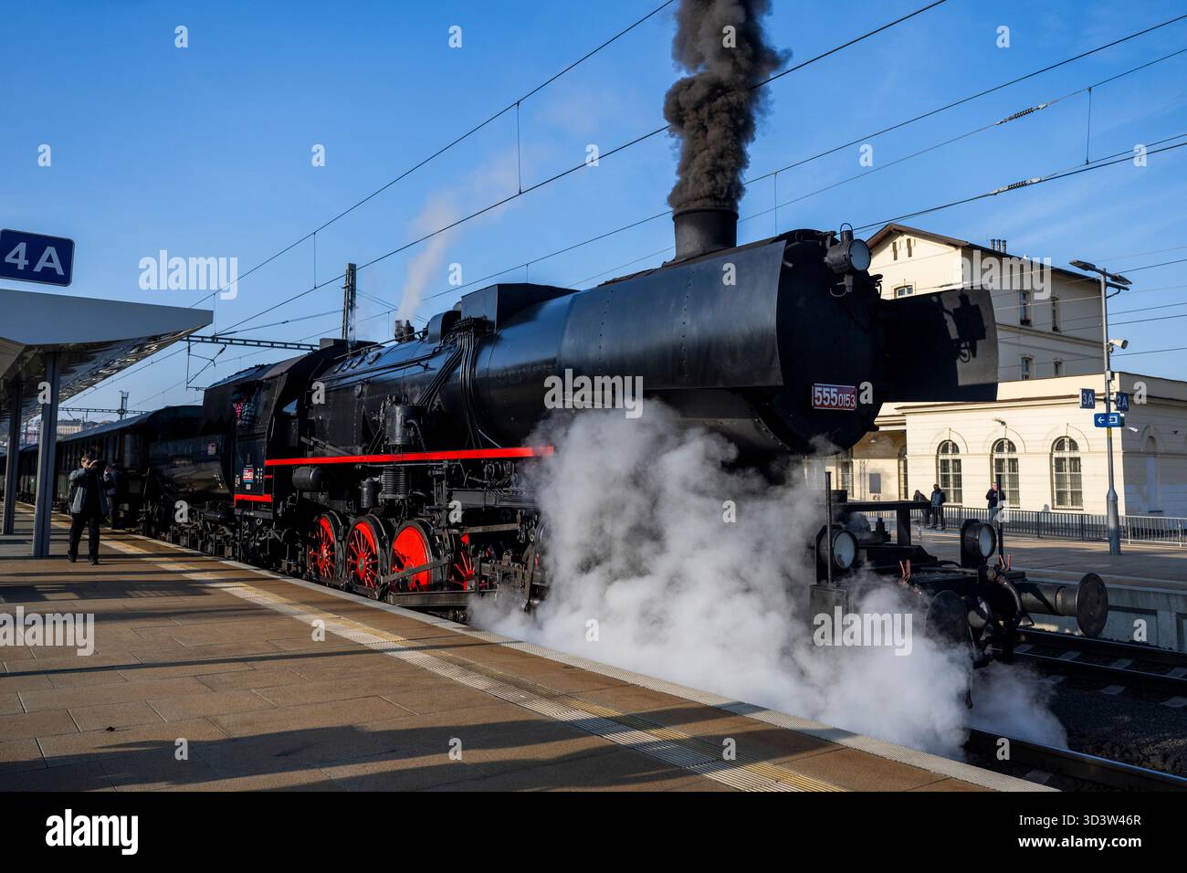 Ride of vintage steam-powered train from Prague to Ceske Budejovice as ...