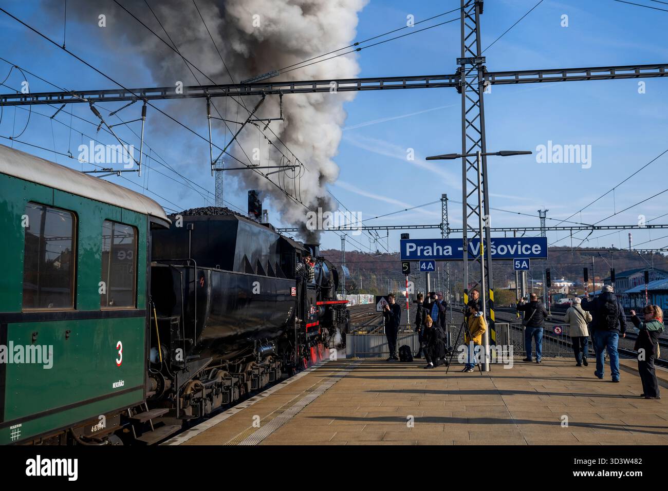 Ride of vintage steam-powered train from Prague to Ceske Budejovice as ...