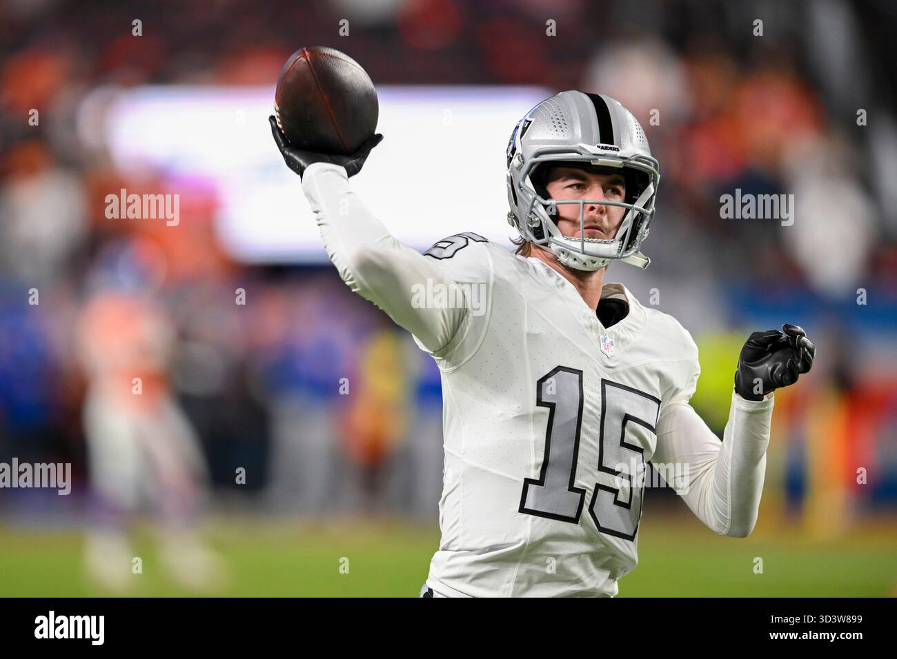 Denver, United States. 6 November, 2025. Kenny Pickett #15 of the Las ...