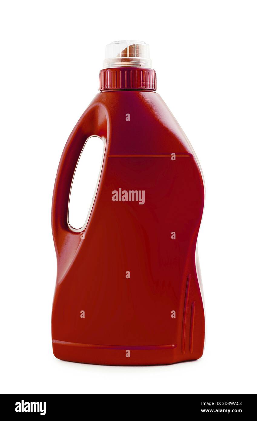 Food, Red plastic bottle for detergent isolated Stock Photo - Alamy