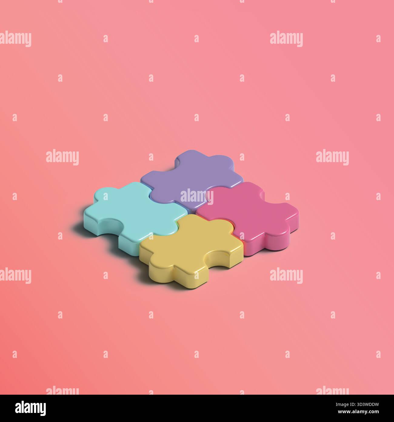 Teamwork and connection concept with colorful 3d puzzle pieces Stock ...