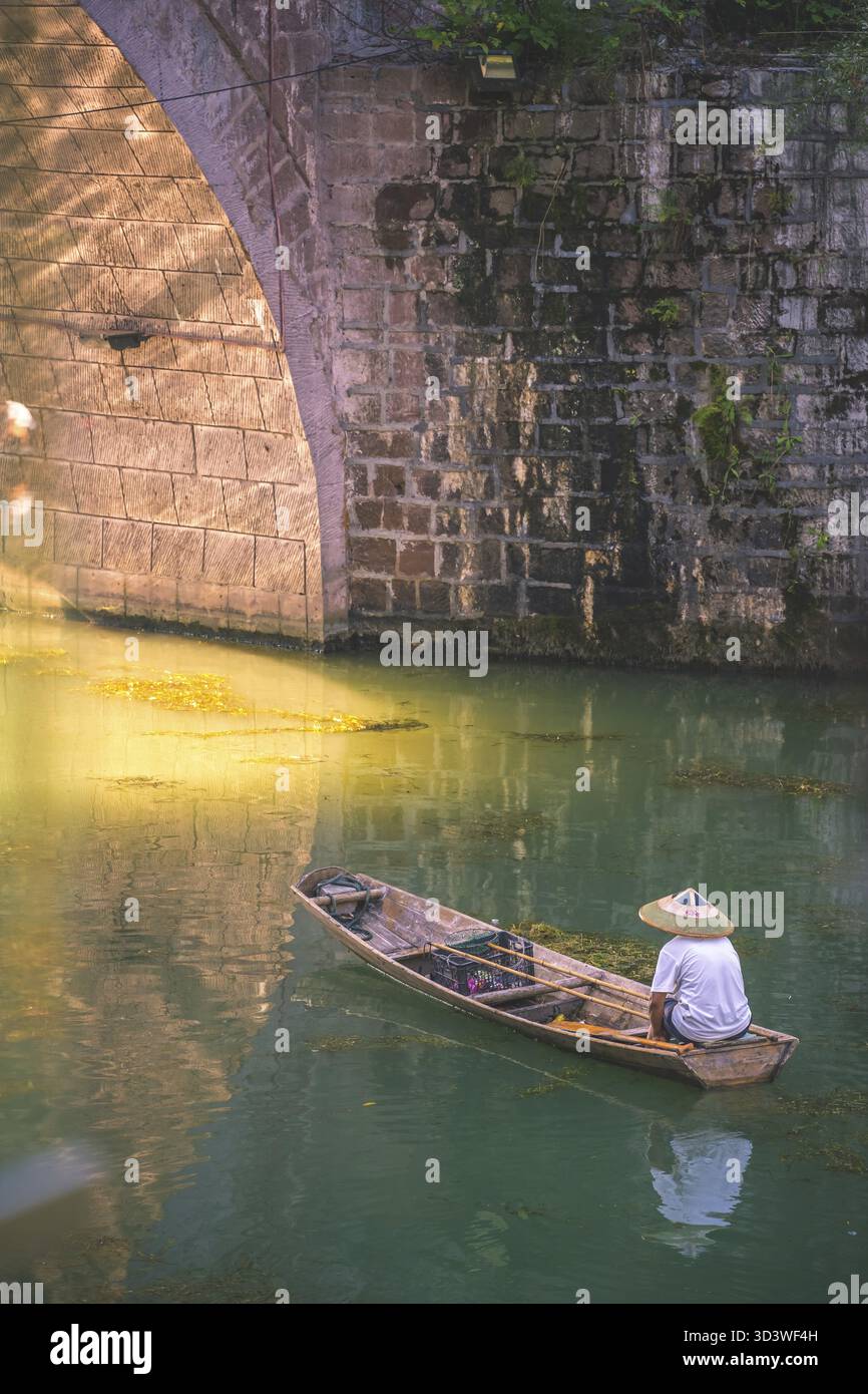 Feng Huang, China - August 2019 : Chinese man wearing traditional ...