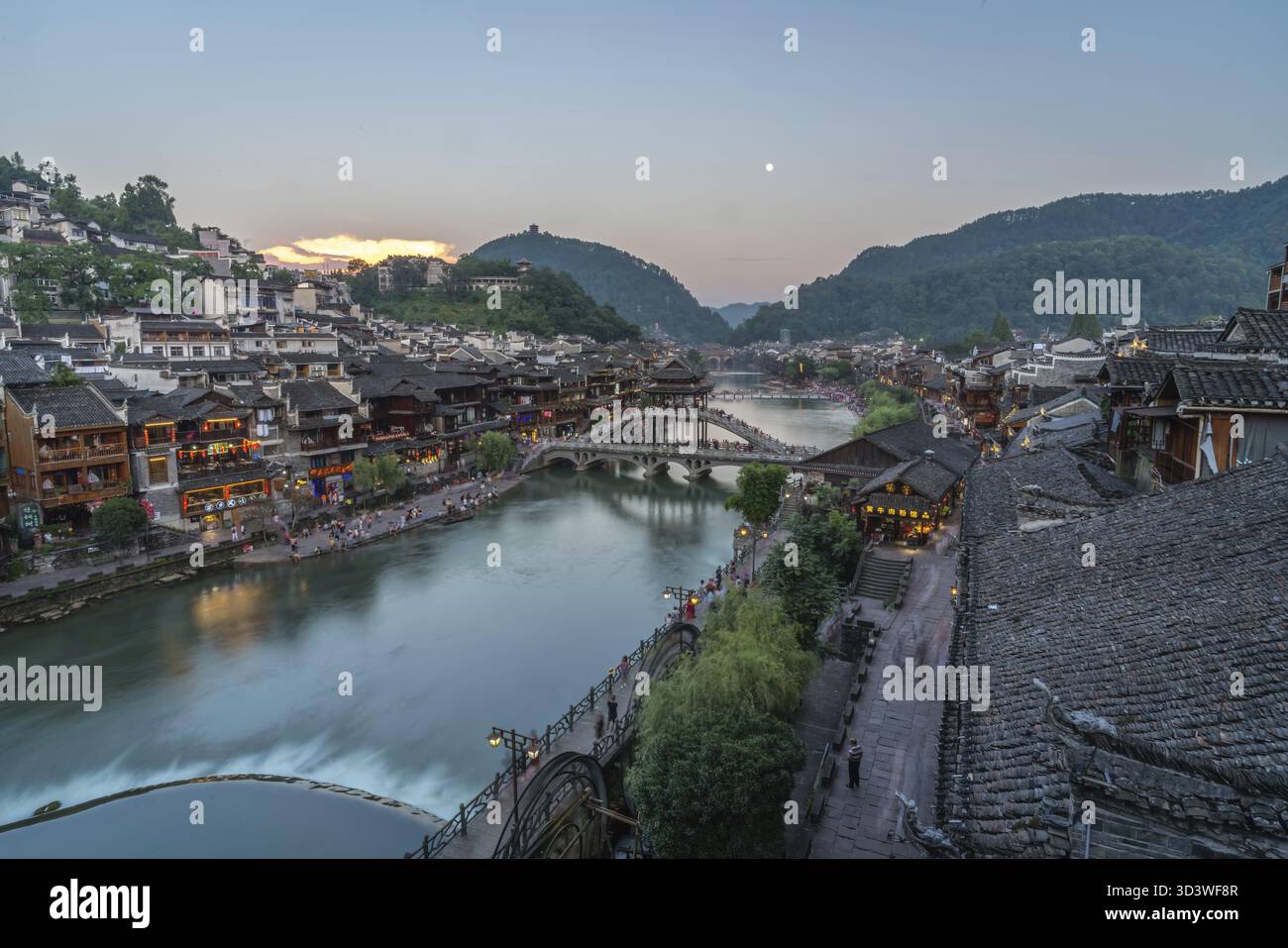 Feng Huang, China - August 2019 : Aerial view of the old historic ...