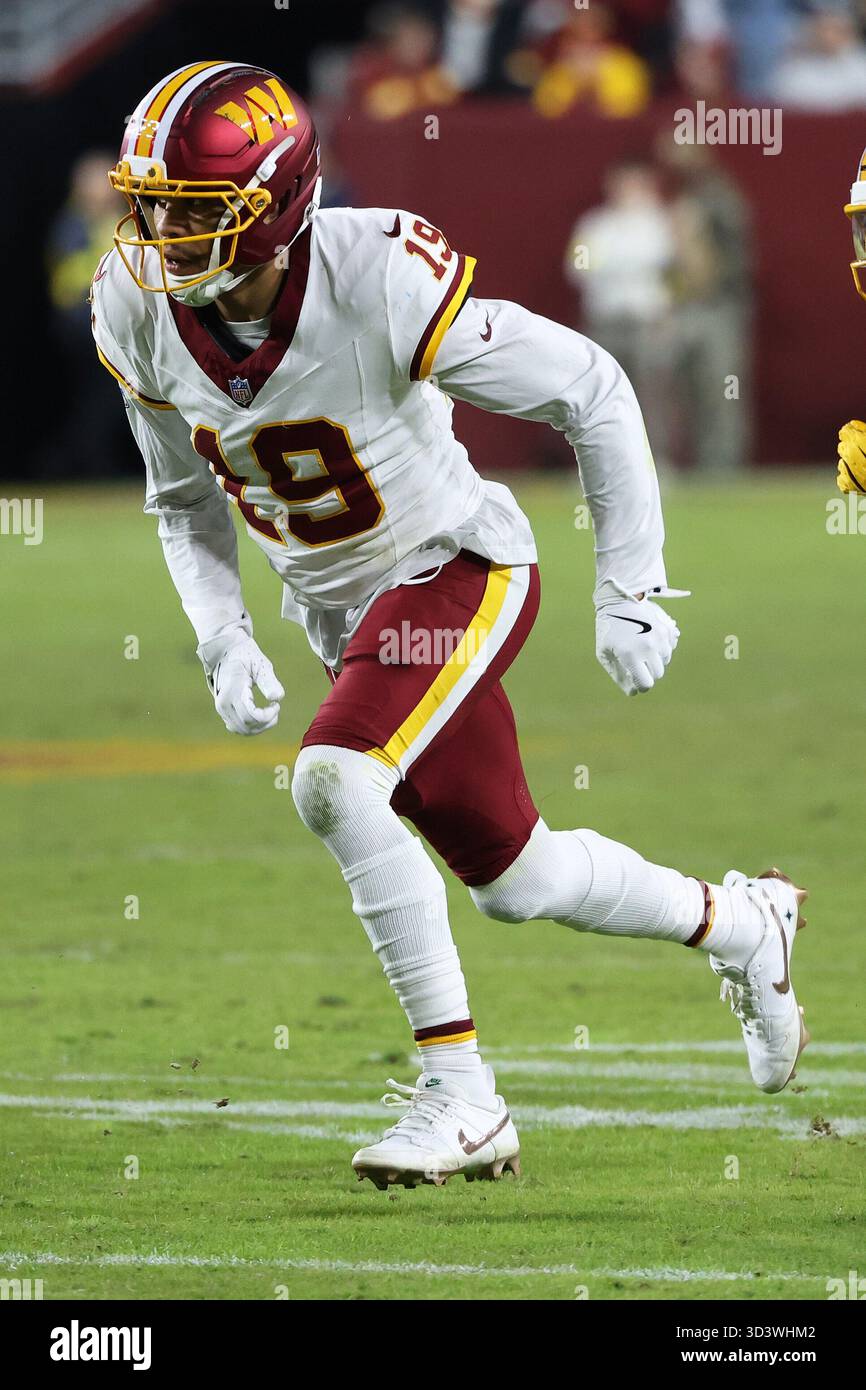 Washington Commanders wide receiver Chris Moore (19) runs a route ...