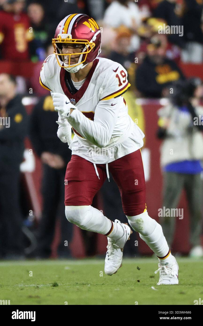 Washington Commanders wide receiver Chris Moore (19) runs a route ...