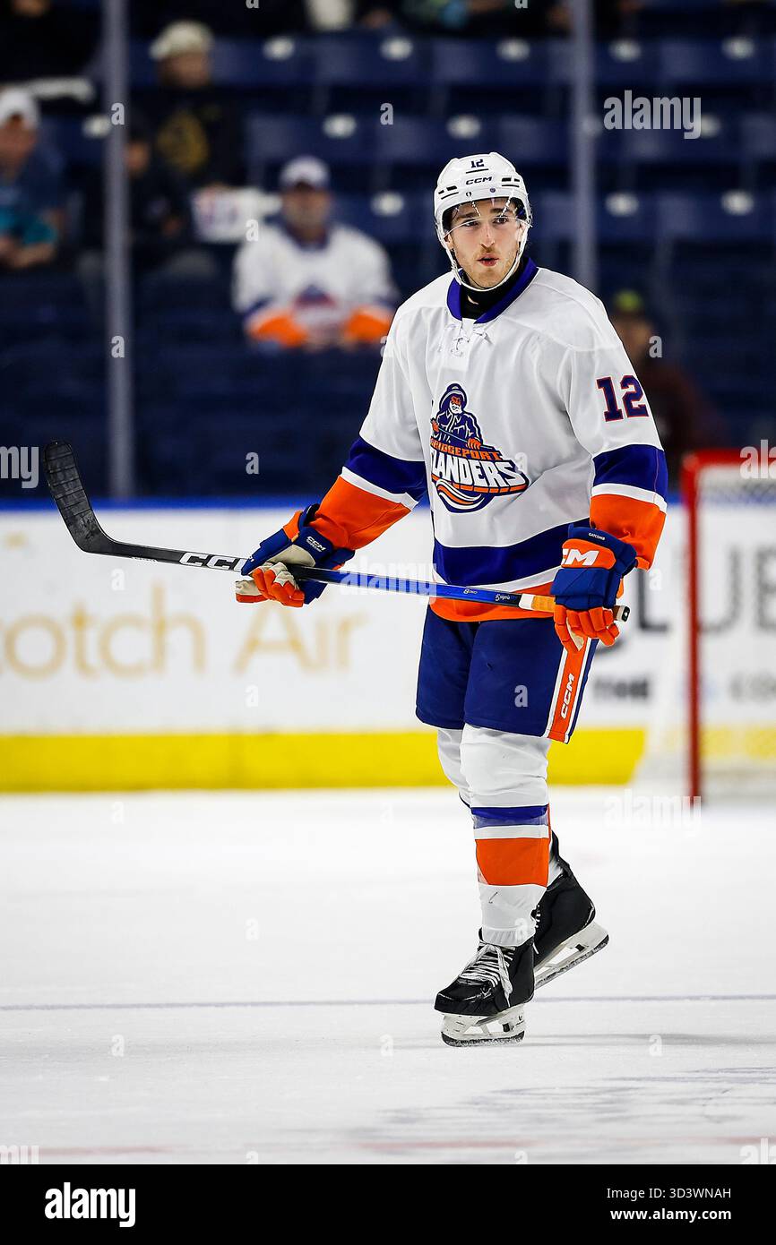 November 5, 2025: Bridgeport Islanders forward Marc Gatcomb (12) skates ...