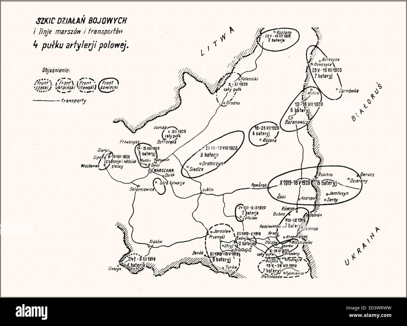 A 1929 document detailing the battle plans and marching lines of the ...
