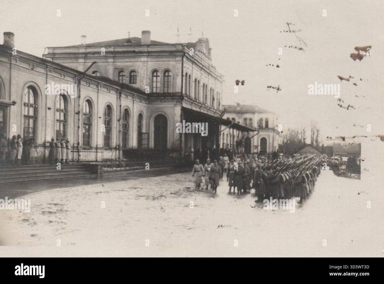 This 1915 photograph captures the busy Vilnius train station during ...