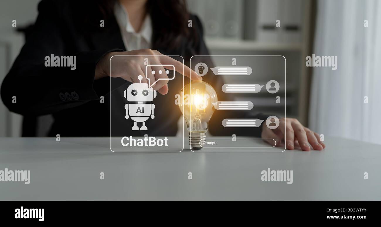 Chatbot interface representing artificial intelligence customer support ...