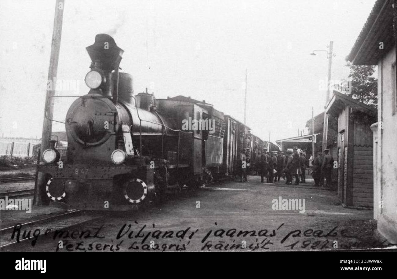 The Sakala Infantry Regiment arrives at Viljandi railway station in ...