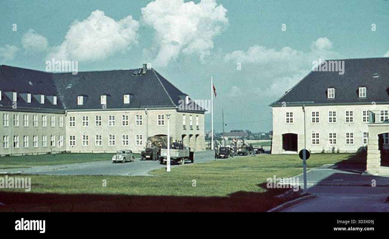 A photo from 1938 depicting the newly built barracks in Leipzig-Schönau ...