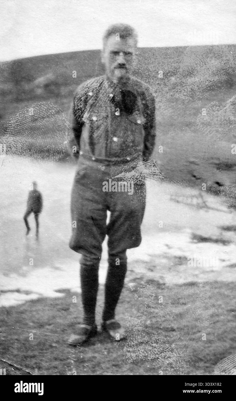 Rudolf Aeschlimann is seen in 1932 by the newly formed Hammersee on ...