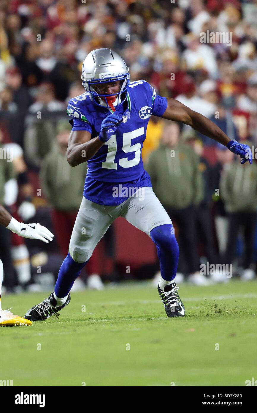 Seattle Seahawks wide receiver Tory Horton (15) runs a route during an ...